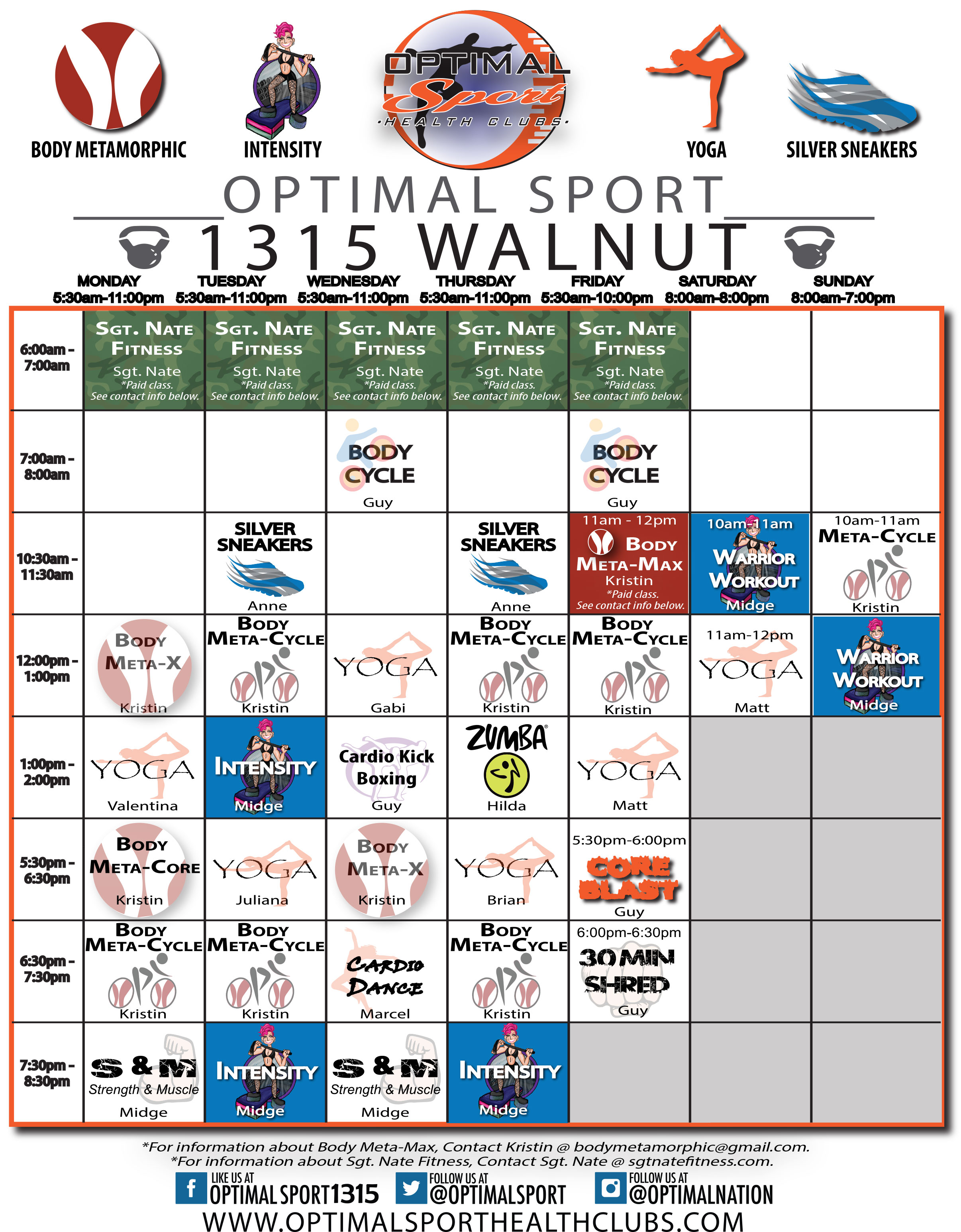 Philadelphia/Center City Class Schedule | Optimal Sport Health Clubs