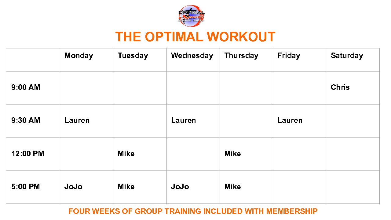 Class Schedule, Newtown | Optimal Sport Health Clubs